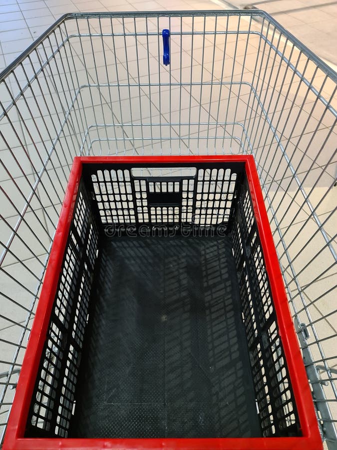 An Empty Shopping Cart with a Box in it Stock Photo - Image of sale ...