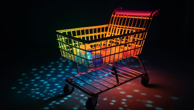 Empty Shopping Cart Carrying Steel Gift Container Generated by AI Stock ...
