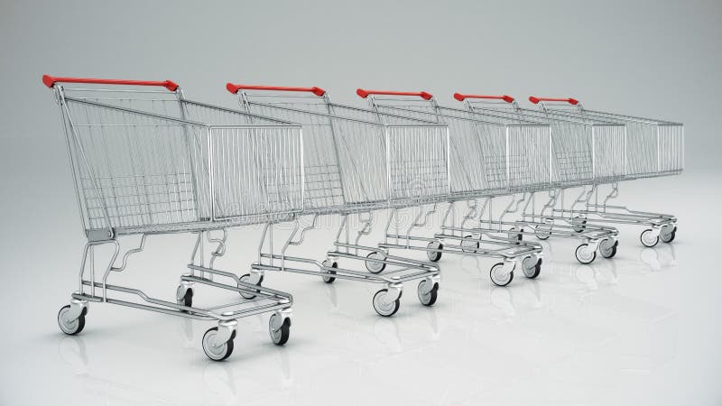 Empty Shopping Cart, 3d Render Stock Illustration - Illustration of ...