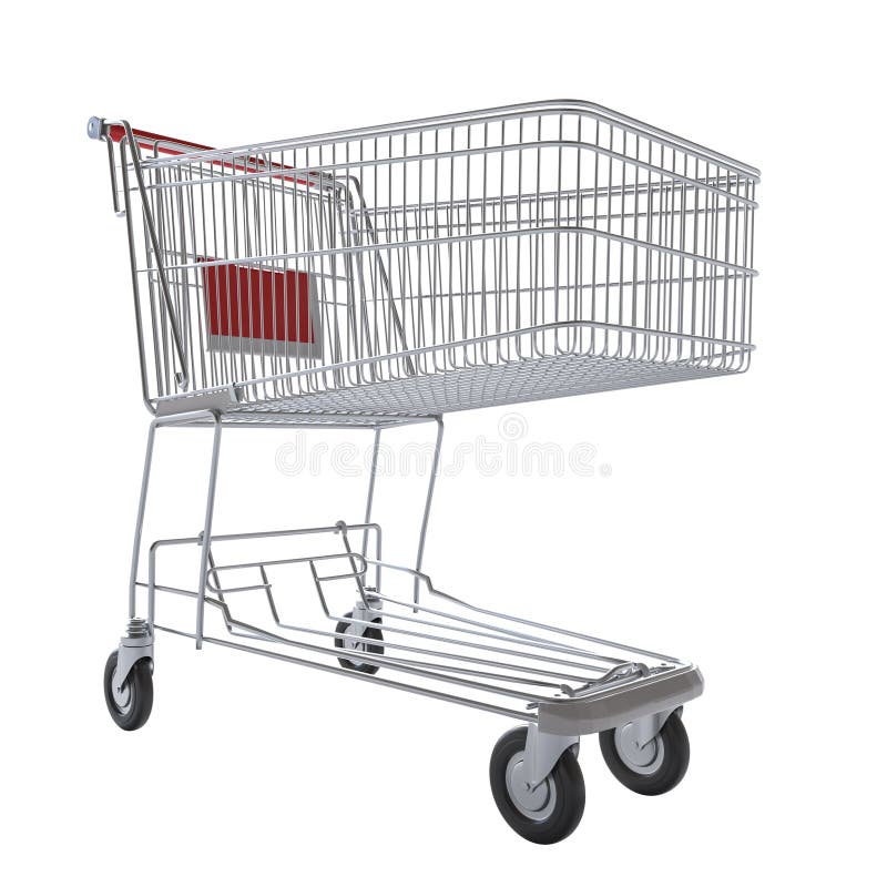 Empty Shopping Cart Isolated on White Background Stock Illustration ...