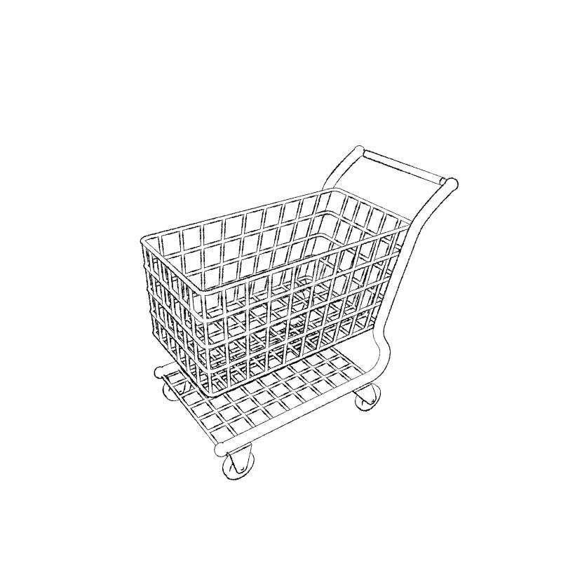 Empty Shopping Cart. Isolated on White Background Stock Illustration ...