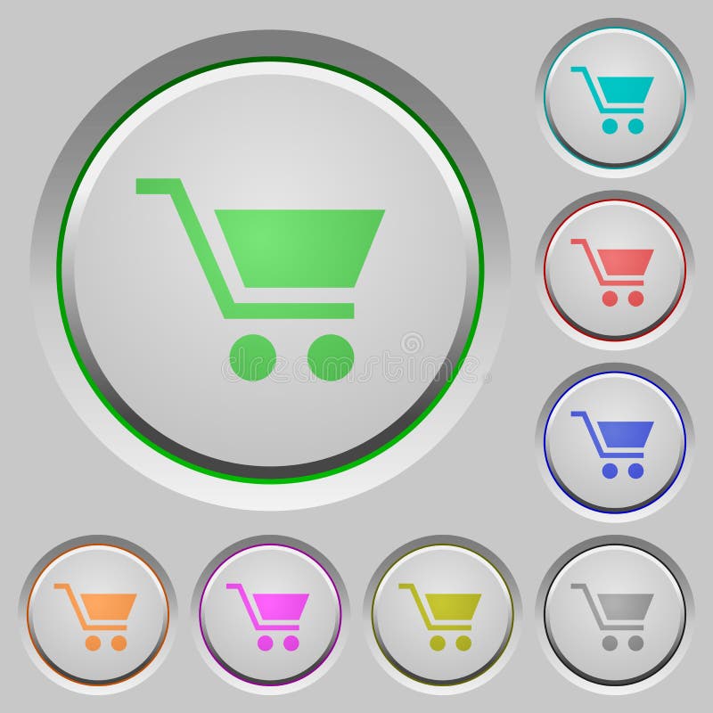 Empty Shopping Cart Push Buttons Stock Vector - Illustration of green ...