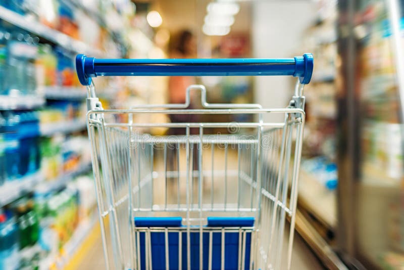 Empty Shopping Cart in Supermarket Stock Photo - Image of metal ... Empty Shopping Cart in Supermarket Stock Photo - Image of metal ...