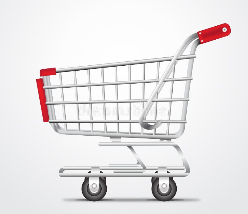 Empty Shopping Cart Trolley Vector in White Background Stock Vector ...