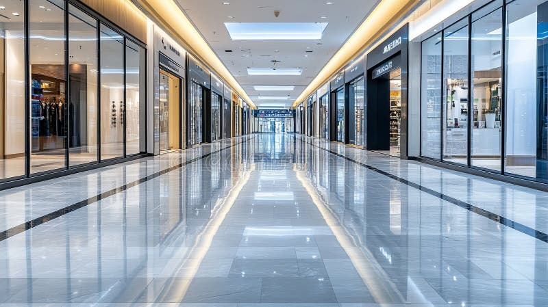 Empty Shopping Gallery, Modern Architecture, Closed Storefronts ...