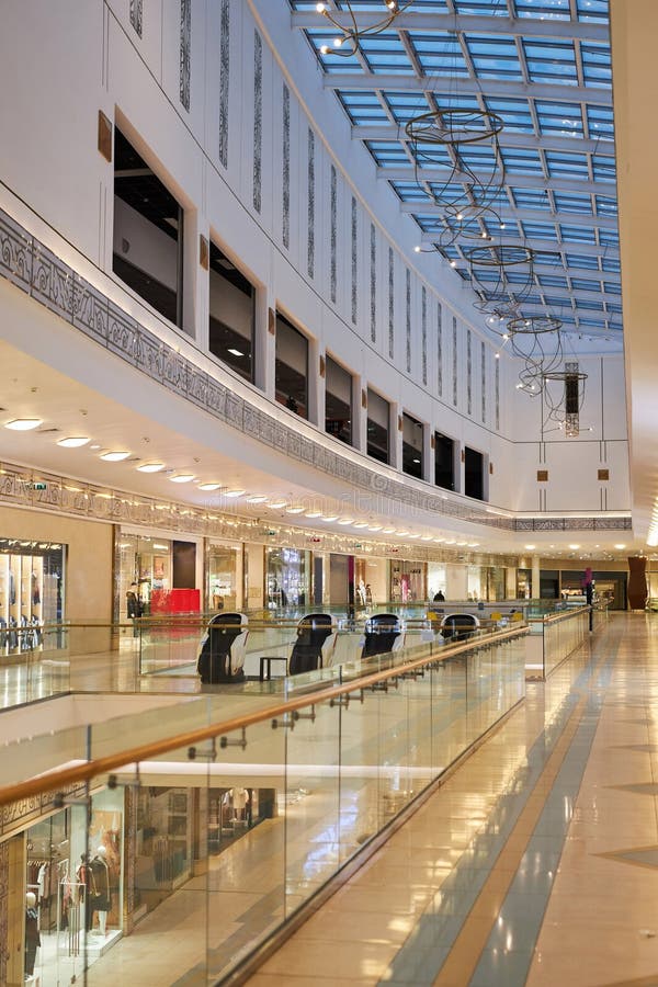 Empty Shopping Mall Interior with Glass Ceiling Editorial Photography ...