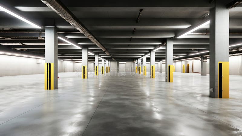 Empty Shopping Mall Underground Parking. Generative Ai Stock ...