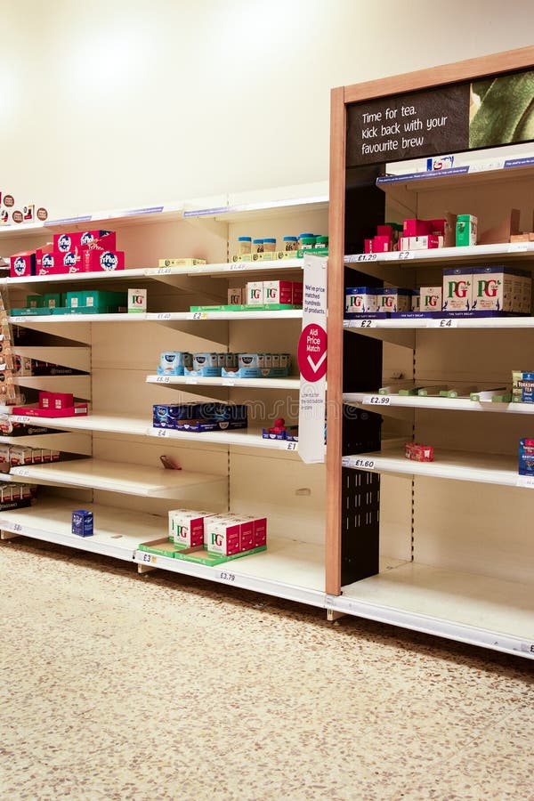 Empty shopping shelves editorial stock photo. Image of grocery - 175749918