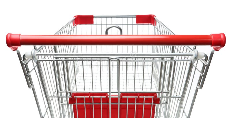 Empty Shopping Trolley Isolated on White Stock Image - Image of ...