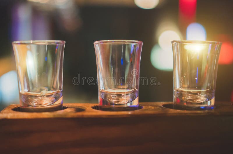 Empty shot glasses. stock photo. Image of nightlife - 116083104