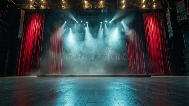 Empty Show Stage with Spotlights Stock Illustration - Illustration of ...