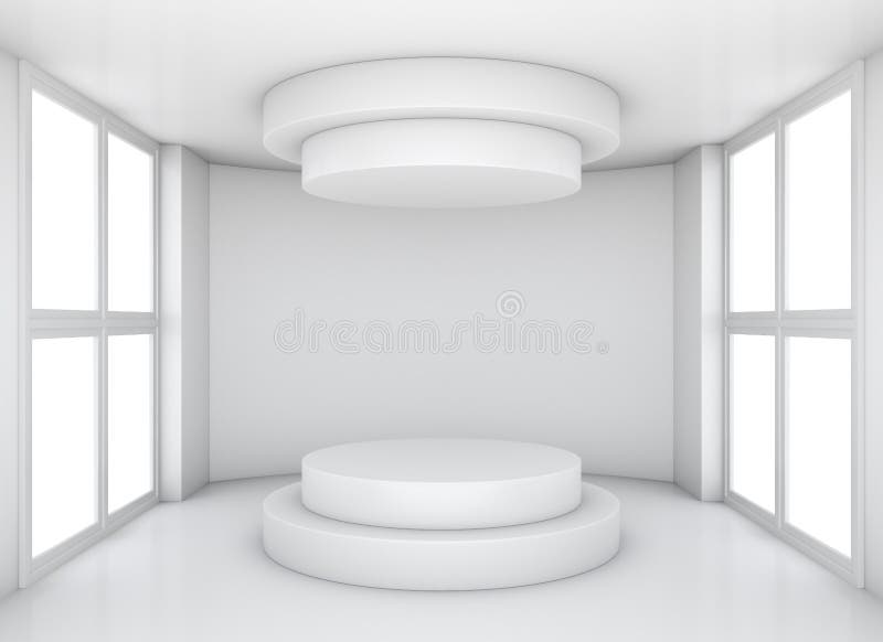 Empty Showcase in White Room with Window Stock Illustration ...
