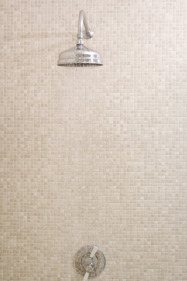 Empty Shower with Running Water Stock Image - Image of furniture, water ...