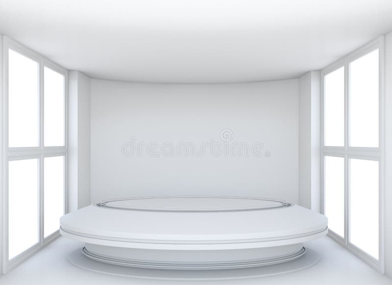 Empty Showroom with Circle Table for Exhibit Stock Image - Image of ...