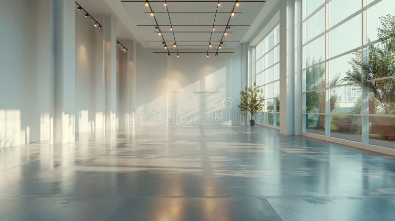 Empty Showroom with Natural Light and High Ceilings Stock Illustration ...