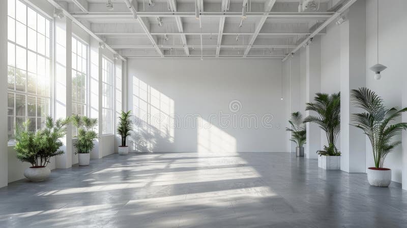 Empty Showroom with Natural Light and High Ceilings, Embodying ...
