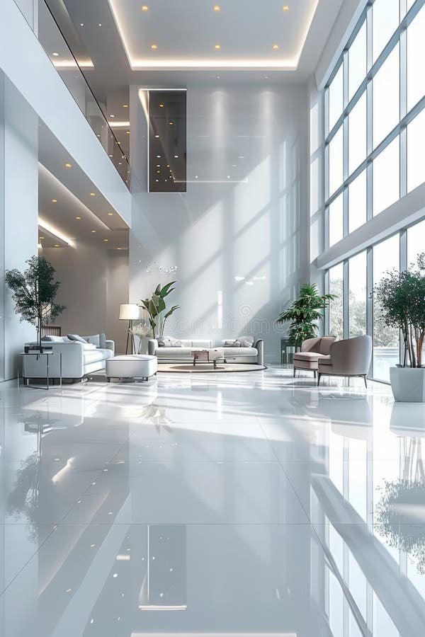 Empty Showroom with Sleek, Modern Furnishings and Soft Lighting. Stock ...