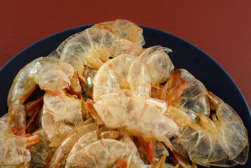 Empty Shrimp Shells on Plate Stock Photo - Image of appetizer, empty ...