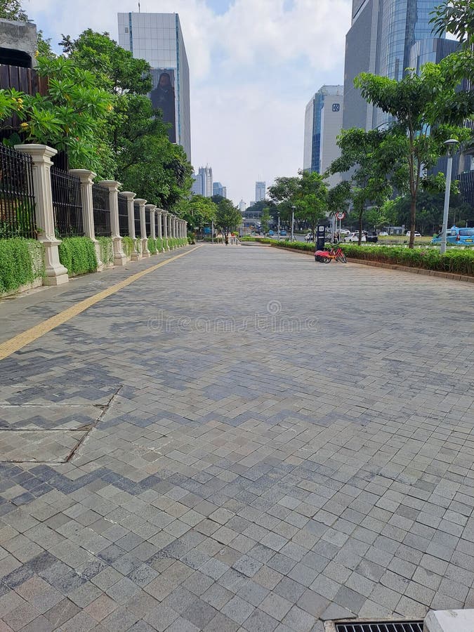Empty Side Walk Sudirman Jakarta Editorial Stock Photo - Image of side ...