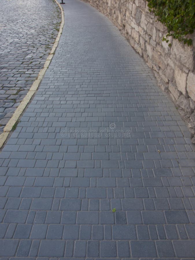 An Empty Sidewalk in Old Town. Stock Image - Image of path, brick: 57705607