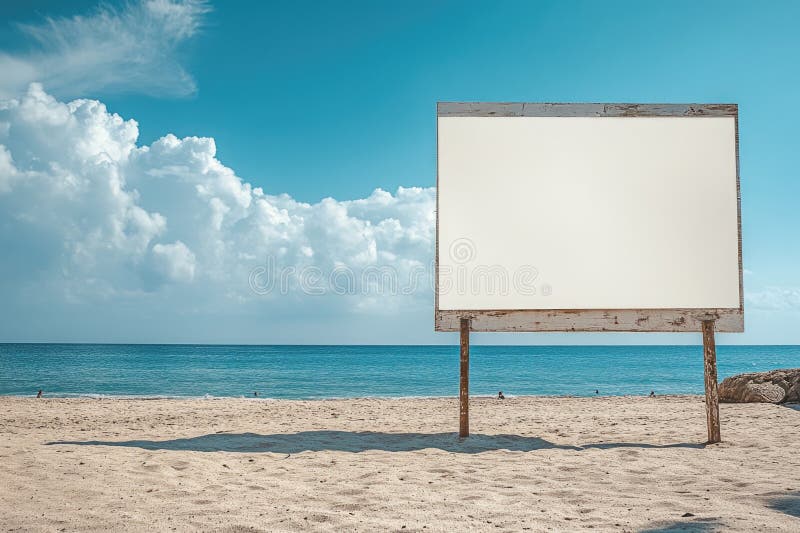Empty Sign on Beach stock photo. Image of clouds, shore - 364400438