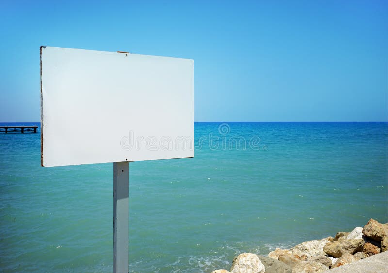 Empty Sign Board with Copy Space at Tropical Beach. Stock Image - Image ...