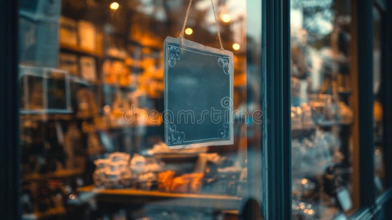 Empty Sign Hanging in a Shop Window Stock Illustration - Illustration ...