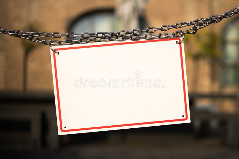 Empty Sign Mock-up - Blank Sign Stock Photo - Image of fence, chain ...