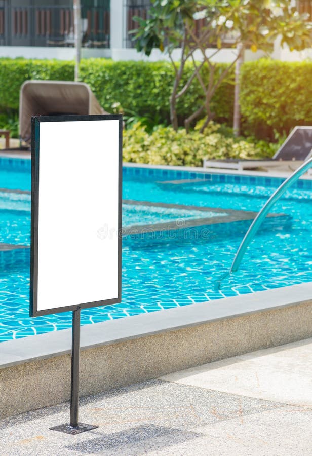 Empty of Sign Standing Near a Swimming Pool Stock Photo - Image of rule ...
