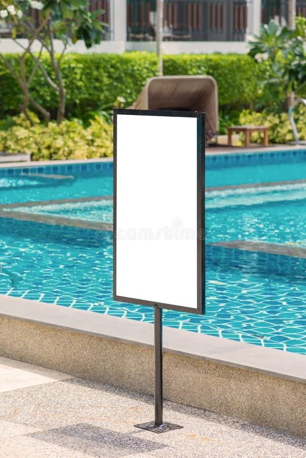 Empty of Sign Standing Near a Swimming Pool Stock Photo - Image of pool ...