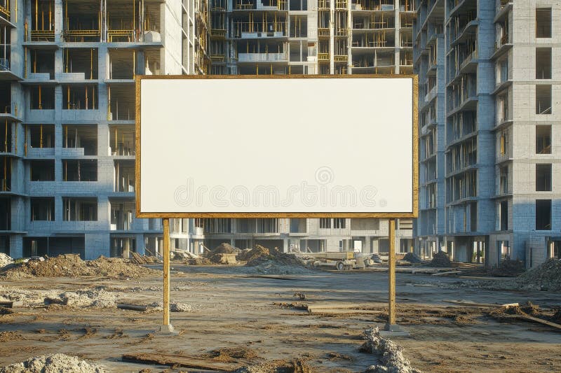 Empty Signboard at Construction Site for Multi Storey Building Project ...