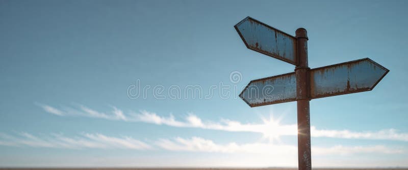 Empty Signpost Showing Two Opposite Directions in a Sunny Day Stock ...