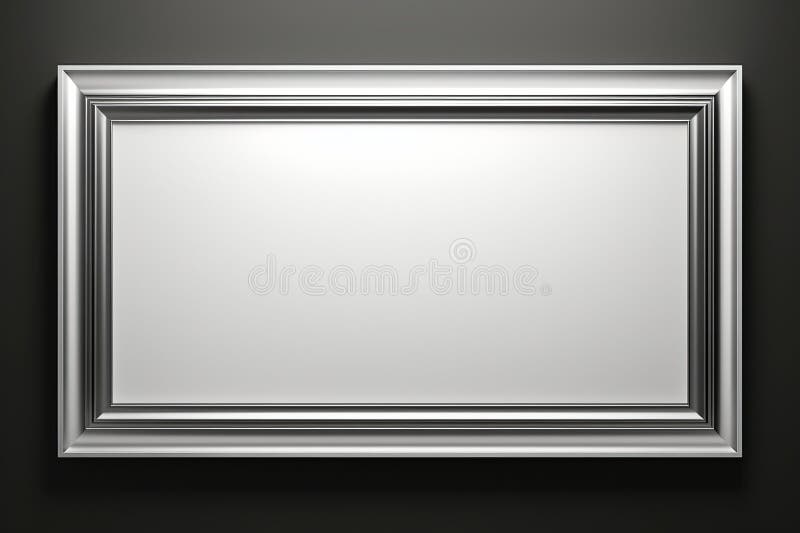 An Empty Silver Frame on a Black Wall Stock Illustration - Illustration of wallpaper, shiny ...
