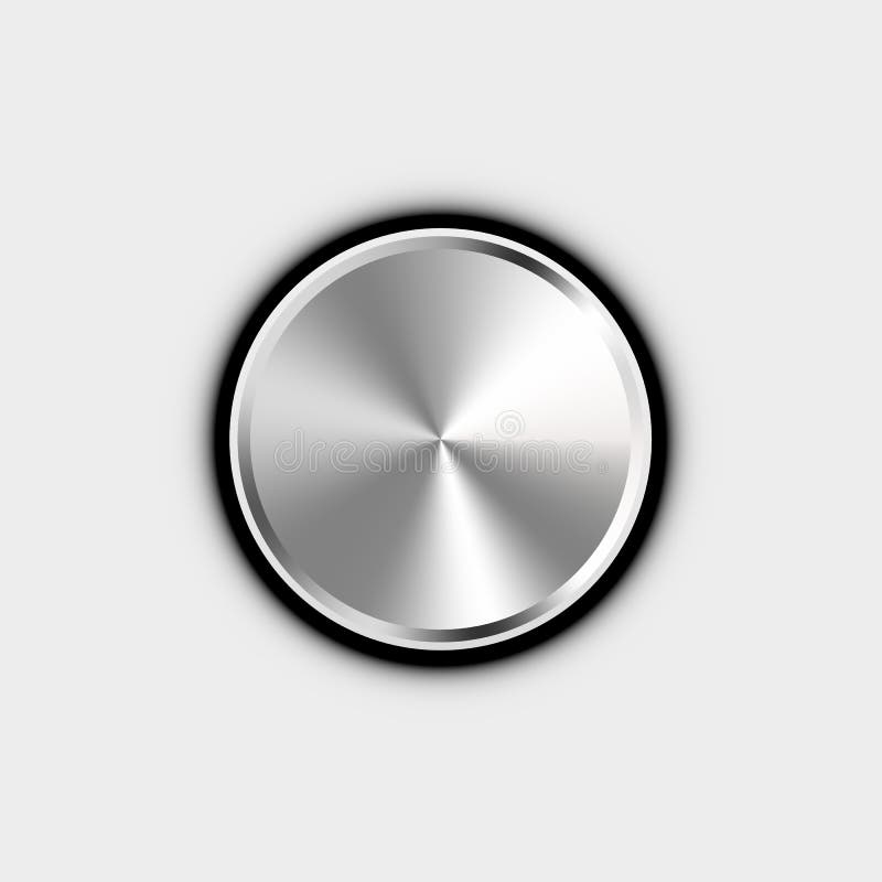 Empty Silver Metallic Button - Vector Illustration - Isolated on White ...