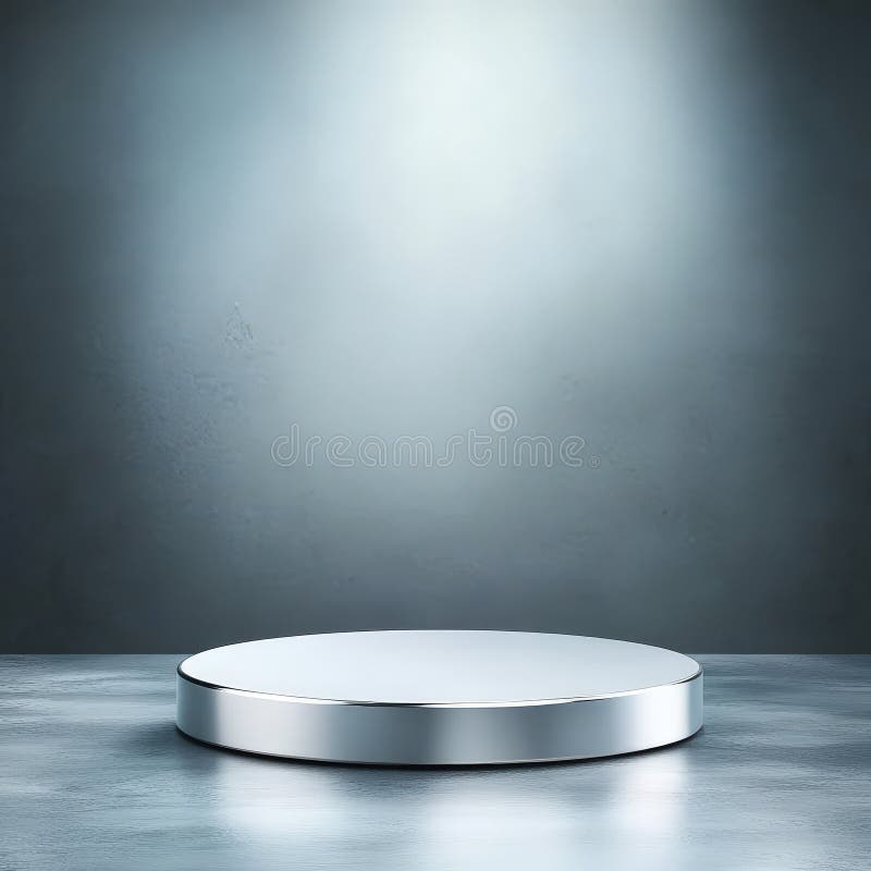 Empty Silver Round Podium Stage Background Spotlight Stock Illustration ...