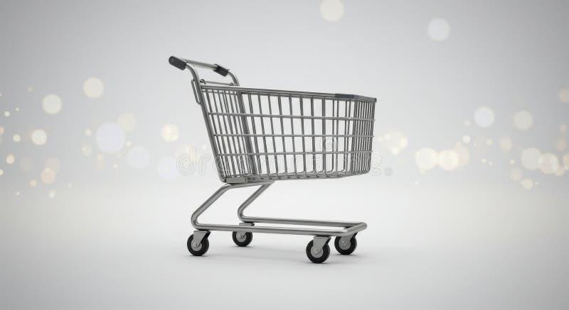 Empty Silver Shopping Cart on White Background Stock Illustration ...