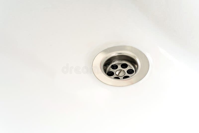 Silver Plug Hole on White Ceramic Bath Stock Photo - Image of chrome ...