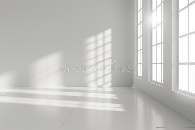Empty Simple White Room Background with Light Sun Highlight from ...