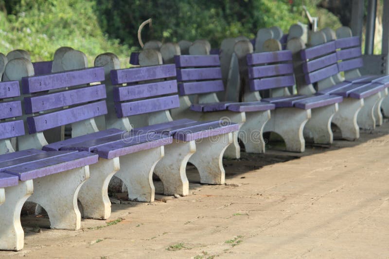 Empty Sitting Benches Made by Stone and Concrete on a Railway Platform ...