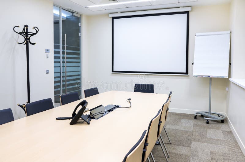 Empty Small Bright Meeting Room Stock Photo - Image of lecture, grey ...