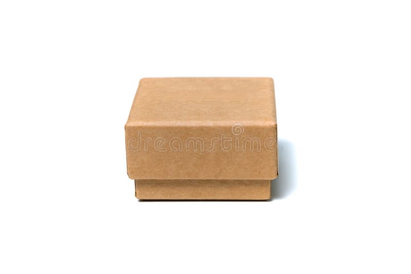 Empty Small Brown Cardboard Box with Lid for Mock Up Isolated on White ...
