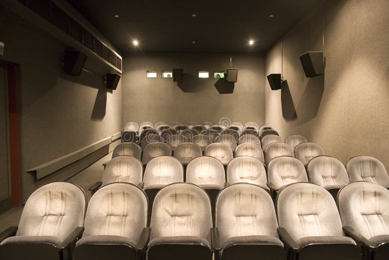 Empty Small Cinema Auditorium Stock Photo - Image of spotlight, chair ...
