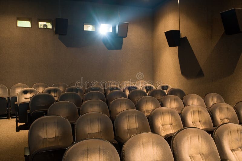 Empty Small Cinema Auditorium Stock Image - Image of small, spotlight ...
