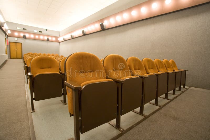 Empty Small Cinema Auditorium Stock Image - Image of light, seat: 7613273