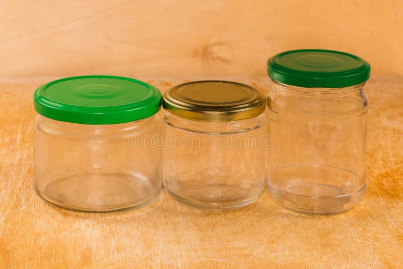 Different Colored Lids for Glass Jars, Bottom Side View Stock Image ...