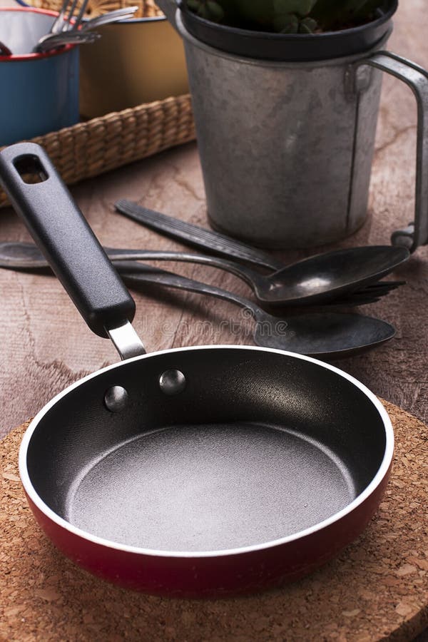 Empty small pan stock photo. Image of empty, iron, fork - 46833120