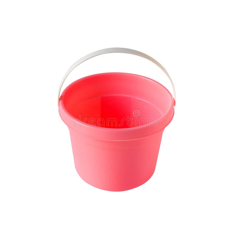Empty Small Pink Bucket on White Stock Image - Image of isolated ...