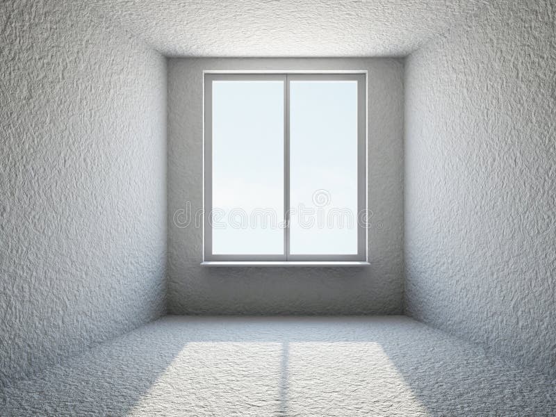 Empty Small Room with Window Stock Illustration - Illustration of ...