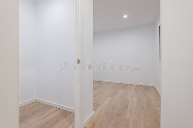 Empty Small Rooms with White Walls. Interior of the Freshly Renovated ...