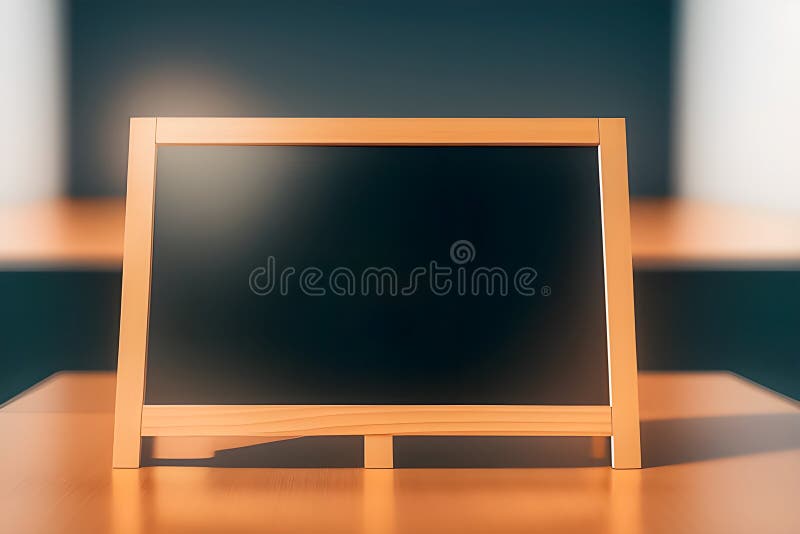 Small Sign Board on a Wooden Table with Copy Space. Stock Illustration ...